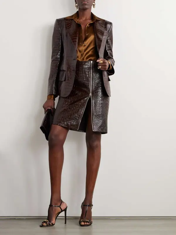 TOM FORD Croc-effect Leather Blazer
