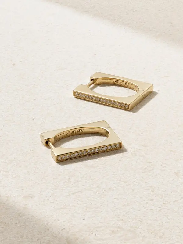 Mizuki 14-karat Diamond Hoop Earrings - Gold