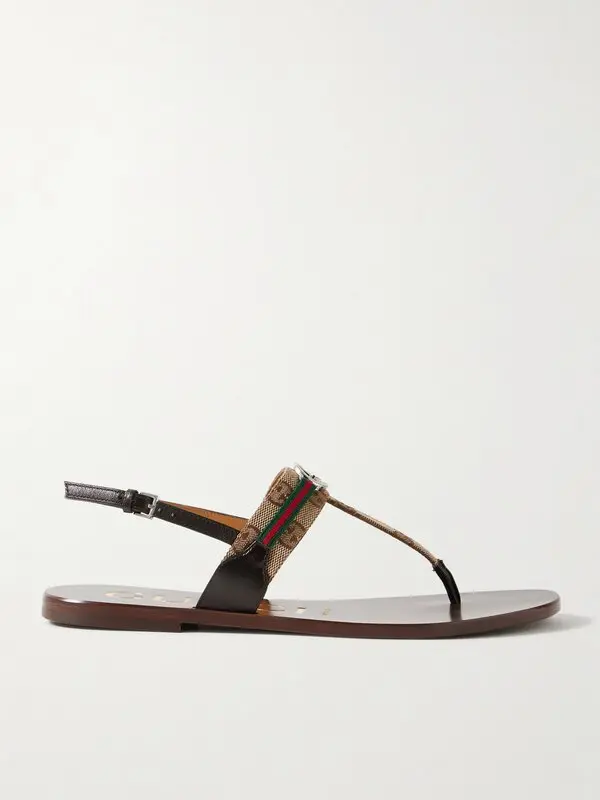Gucci Kika Logo-embellished Webbing Sandals - Neutrals