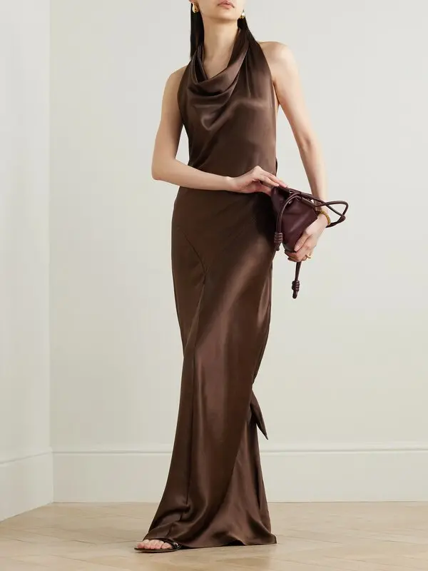Loewe Draped Silk-satin Halterneck Gown
