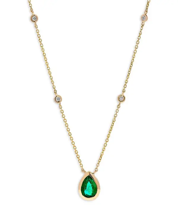 Bloomingdale'S Emerald And Diamond Pendant Necklace - Emerald/gold