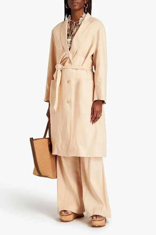 Zimmermann Belted Linen-blend Twill Coat