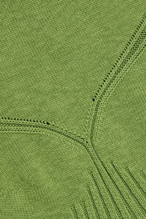 JIL SANDER Ribbed Cotton-blend Top With Pointelle Trims - Leaf Green