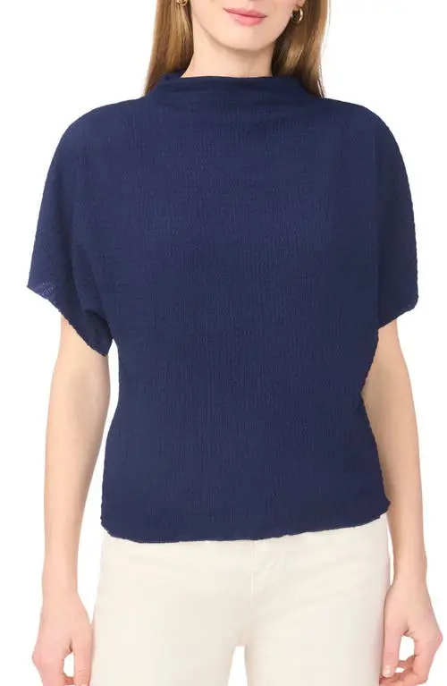 Vince Camuto Textured Mock Neck Top - Classic Navy