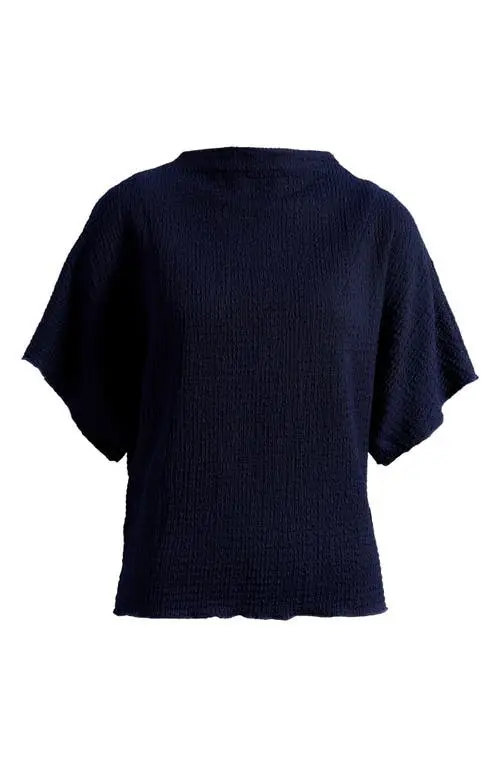 Vince Camuto Textured Mock Neck Top - Classic Navy