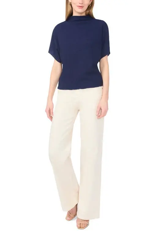 Vince Camuto Textured Mock Neck Top - Classic Navy