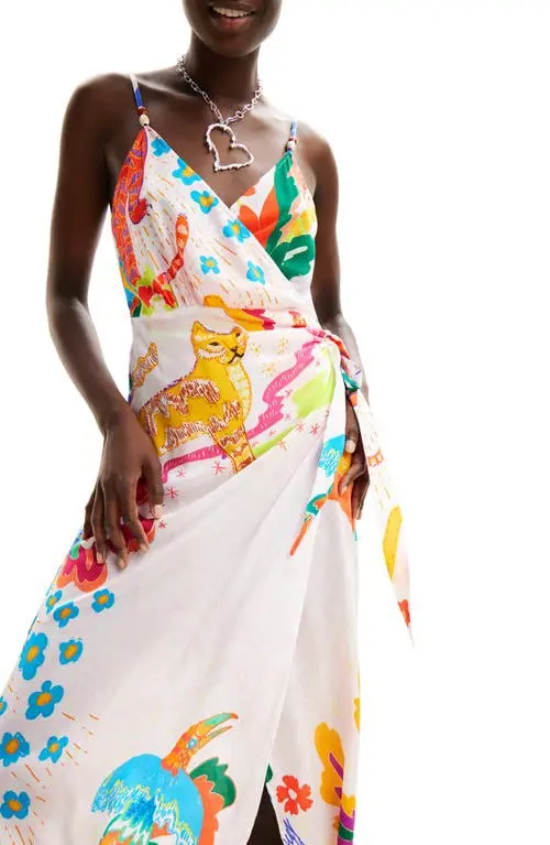 Desigual Jungle Design Wrap Midi Dress
