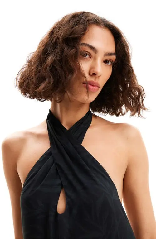 Desigual Jungle Design Halter Neck Maxi Dress