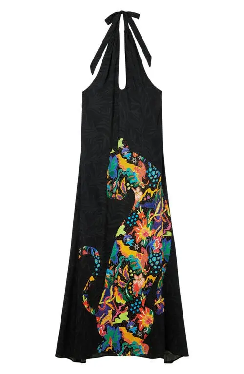 Desigual Jungle Design Halter Neck Maxi Dress