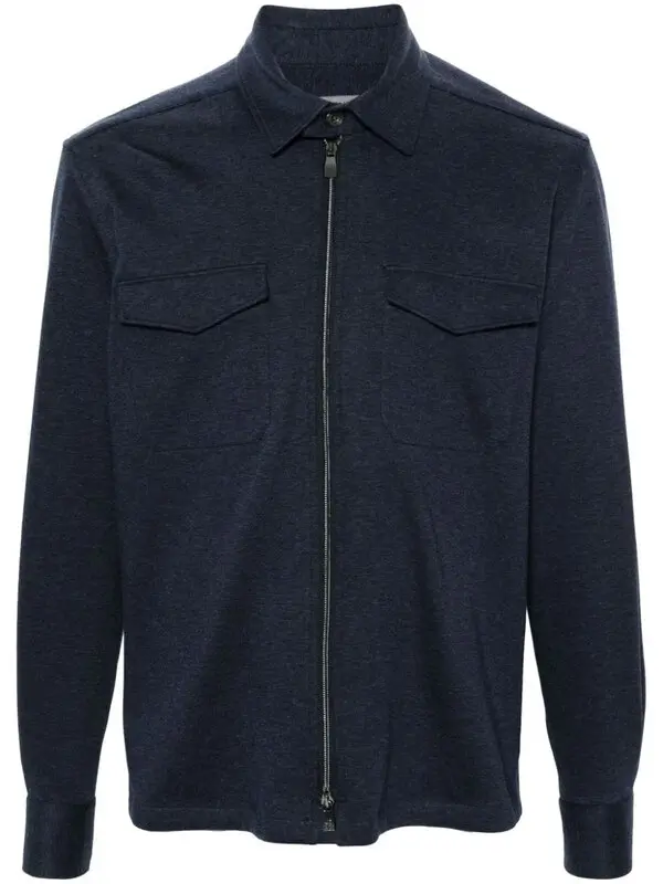 Corneliani Mélange Zip-up Shirt Jacket