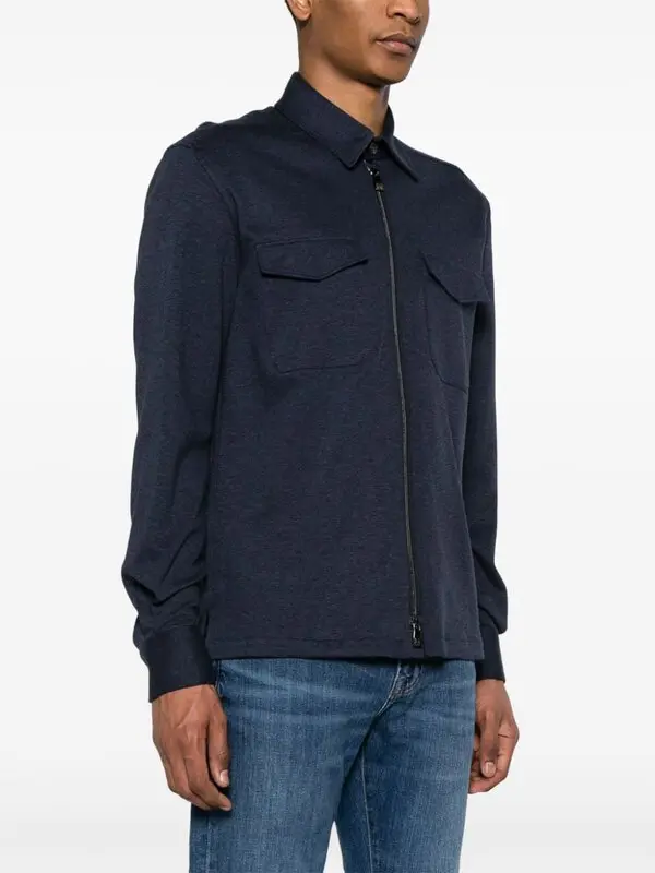 Corneliani Mélange Zip-up Shirt Jacket