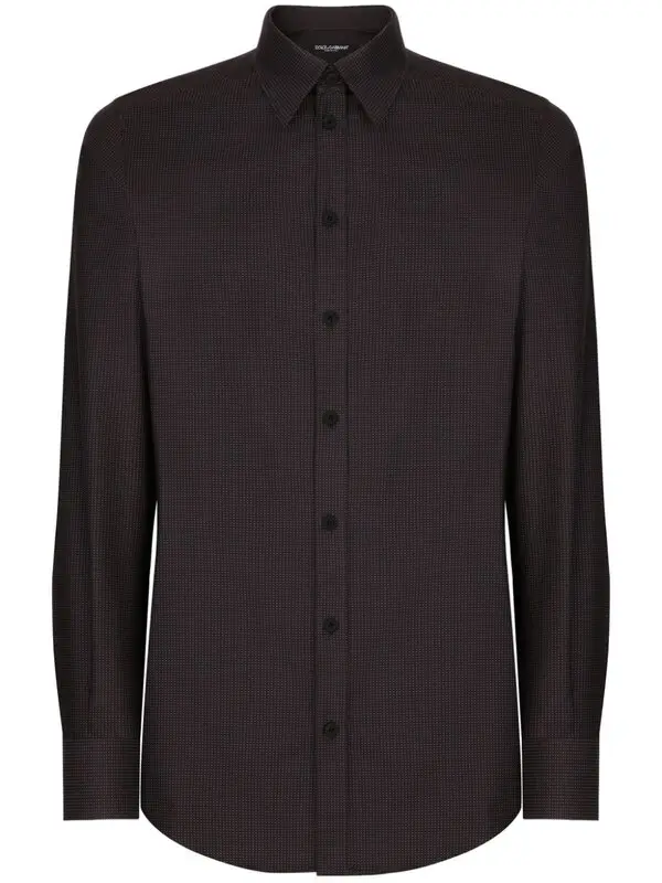 Dolce & Gabbana Micro Polka-dot Shirt - Black