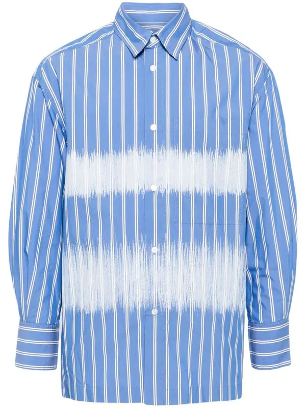 CROQUIS Stripe-pattern Cotton-blend Shirt - Blue