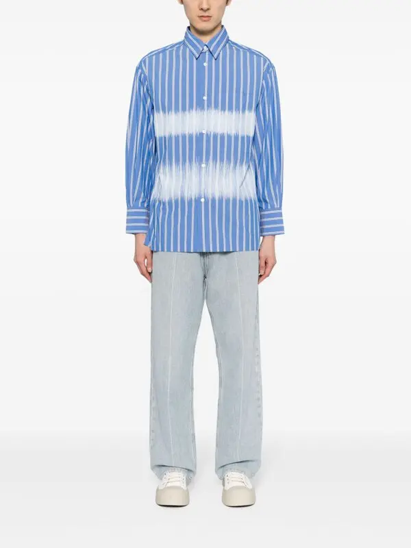 CROQUIS Stripe-pattern Cotton-blend Shirt