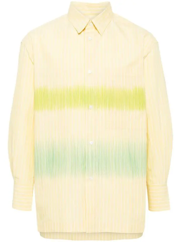 CROQUIS Stripe-pattern Cotton-blend Shirt - Yellow