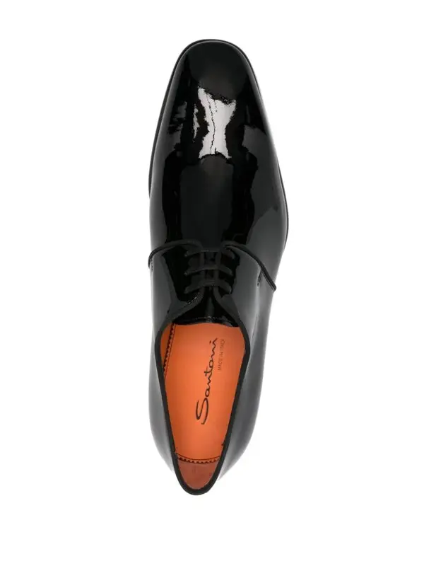Santoni Leather Derby Shoes - Black