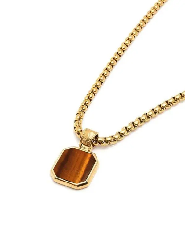 NIALAYA JEWELRY Tiger Eye Pendant Necklace - Gold