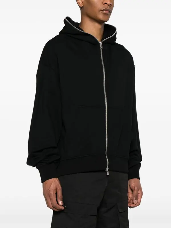 Heliot Emil Evolutions Zipped Cotton Hoodie In Black - 56% Off