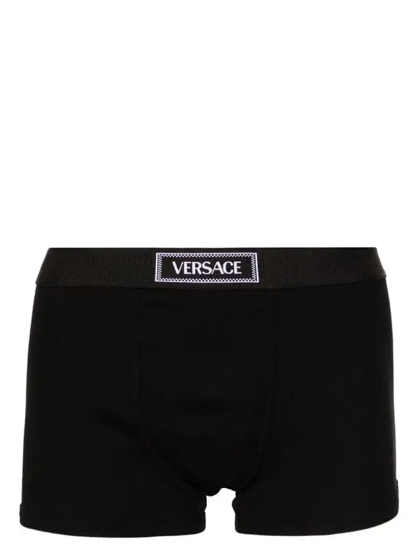 Versace 90s Logo Ribbed Briefs - Black