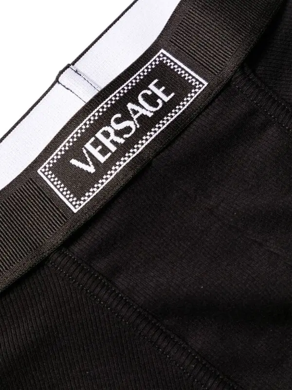 Versace Cotton Ribbed Trunks - Black
