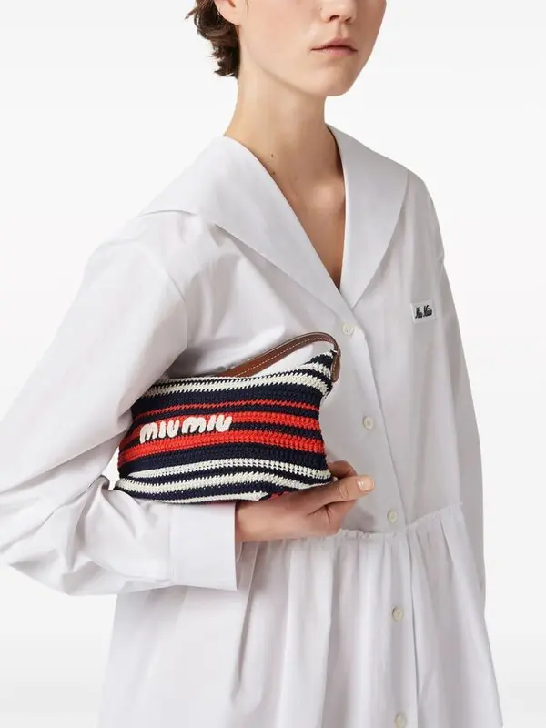 Miu Miu Striped Crochet-knit Mini Bag