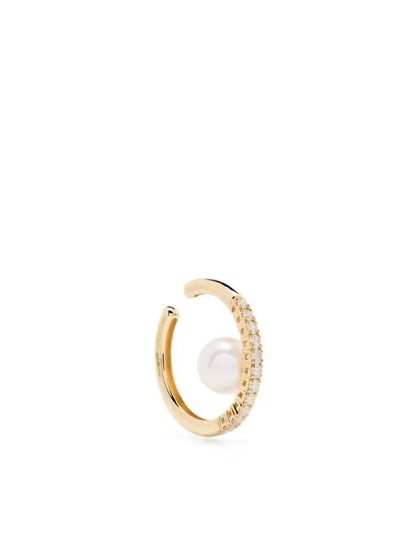 Mizuki 18kt Yellow Akoya Pearl And Diamond Earcuff - Gold
