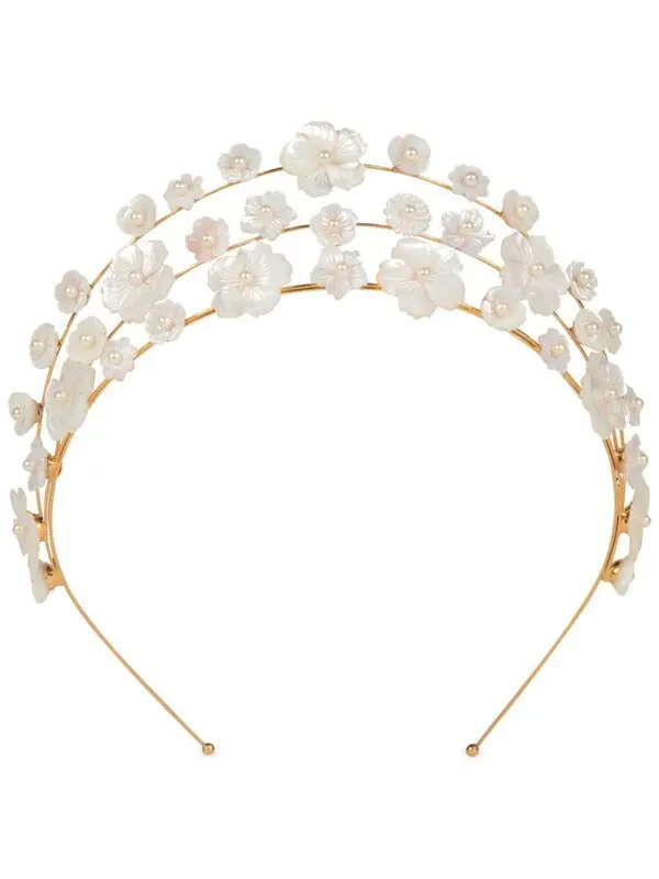 JENNIFER BEHR Jenette Floral-appliqué Crown - Gold