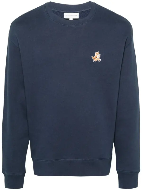 Maison Kitsuné Fox-motif Cotton Sweatshirt - Blue