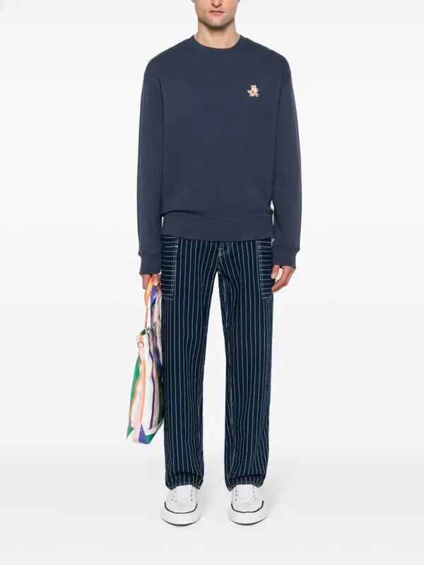 Maison Kitsuné Fox-motif Cotton Sweatshirt - Blue