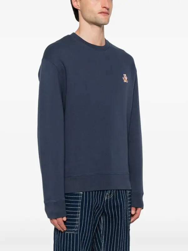 Maison Kitsuné Fox-motif Cotton Sweatshirt - Blue