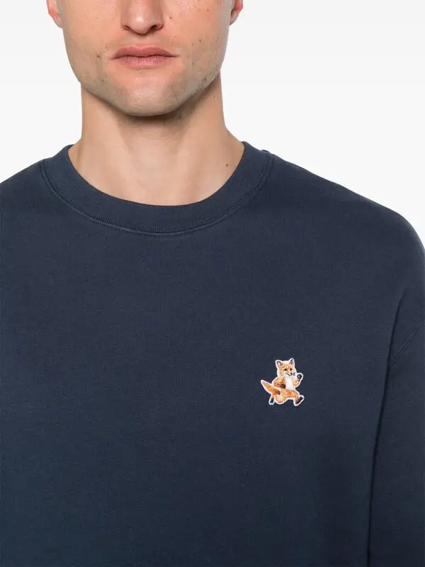 Maison Kitsuné Fox-motif Cotton Sweatshirt - Blue