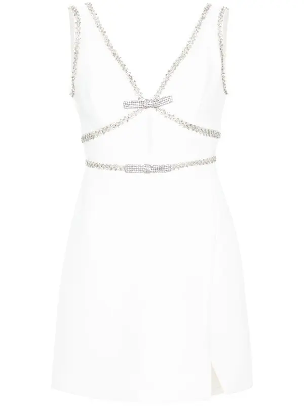 SELF-PORTRAIT Crystal-embellished Mini Dress - White