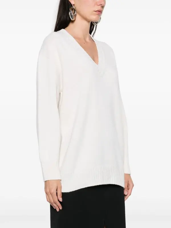 MODES V-neck Fine-knit Jumper - Neutrals