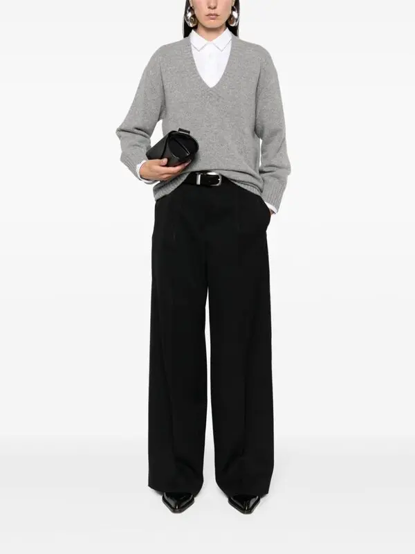 MODES Fine-knit V-neck Jumper - Grey