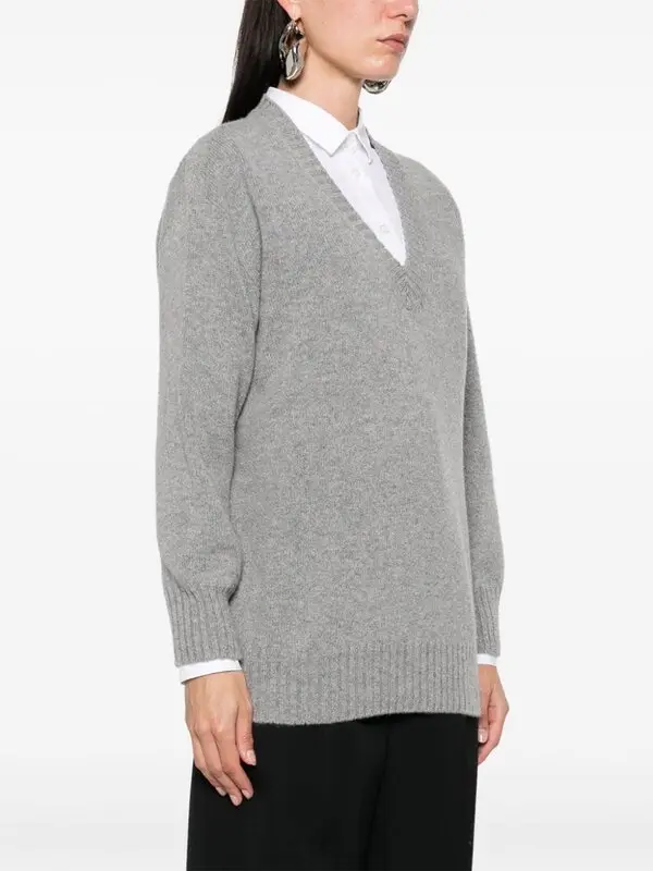 MODES Fine-knit V-neck Jumper - Grey