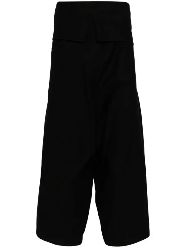 Yohji Yamamoto Drop-crotch Cropped Trousers - Black