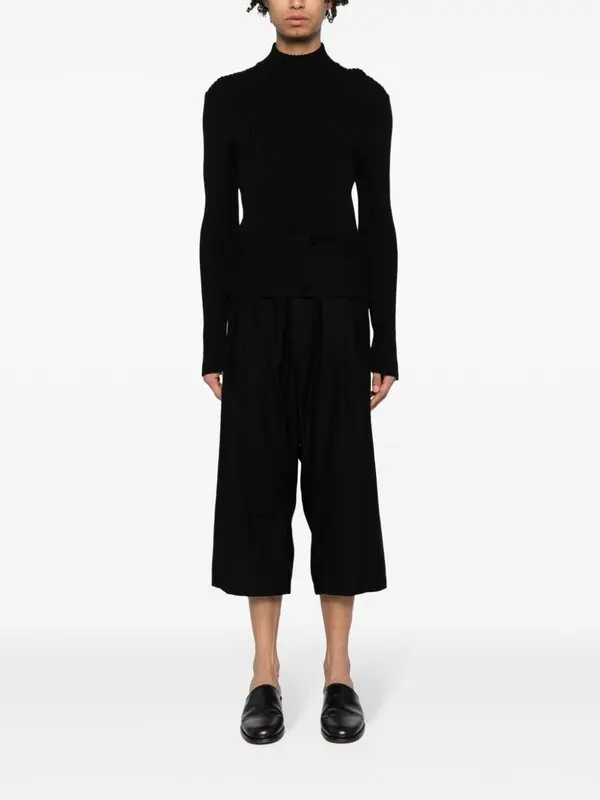 Yohji Yamamoto Drop-crotch Cropped Trousers - Black