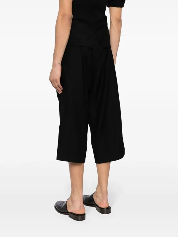 Yohji Yamamoto Drop-crotch Cropped Trousers - Black