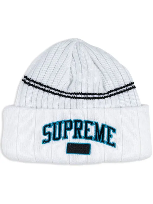 Supreme Logo-embroidered Beanie - White