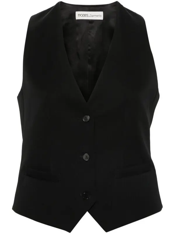 MODES Wool Gabardine Gilet - Black