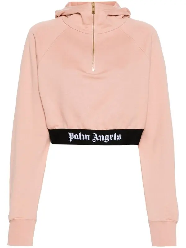 Palm Angels Logo-underband Cropped Sweatshirt - Pink