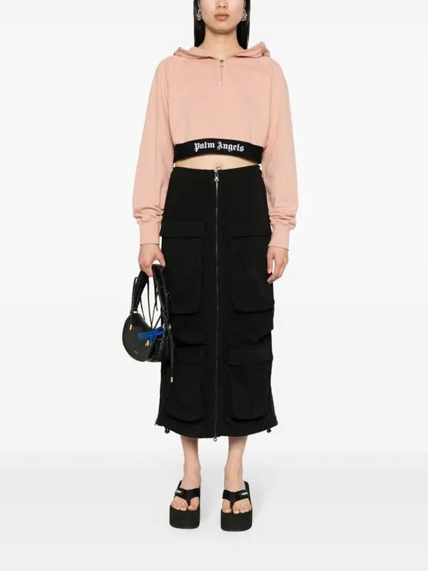 Palm Angels Logo-underband Cropped Sweatshirt - Pink