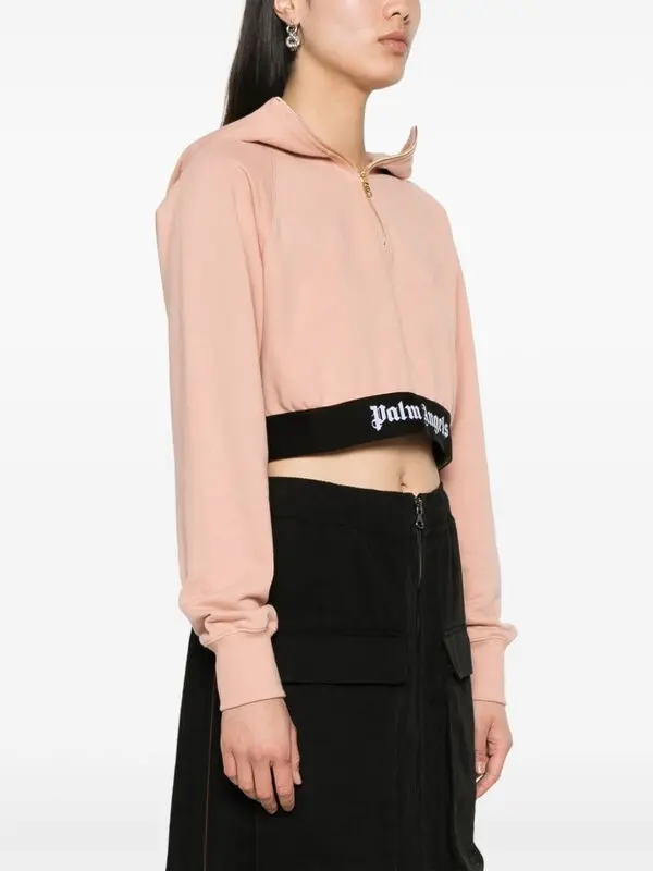 Palm Angels Logo-underband Cropped Sweatshirt - Pink