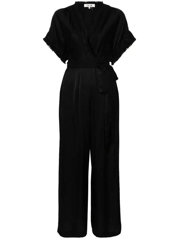 Diane Von Furstenberg Dechen Lace-trim Jumpsuit - Black