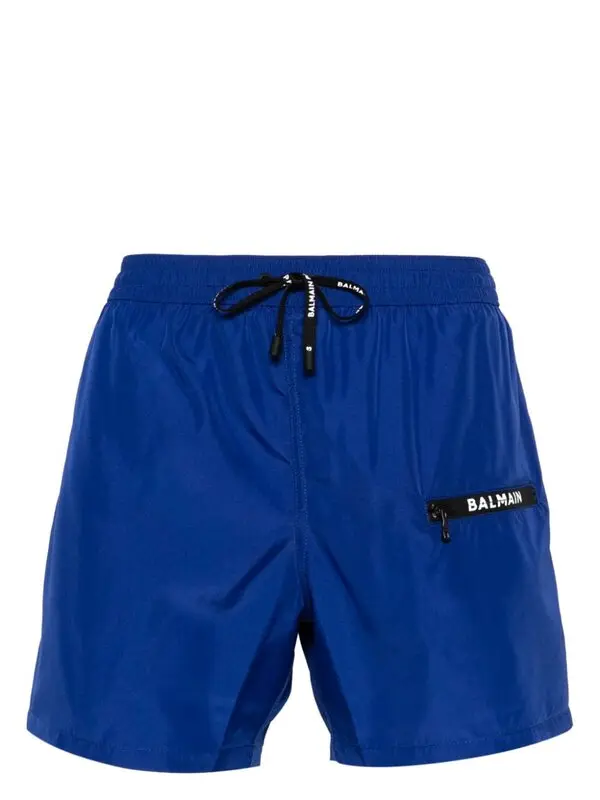 Balmain Logo-print Swimming Shorts - Blue