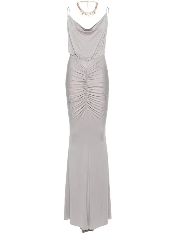 Elisabetta Franchi Gathered Sleeveless Gown