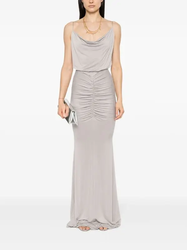Elisabetta Franchi Gathered Sleeveless Gown