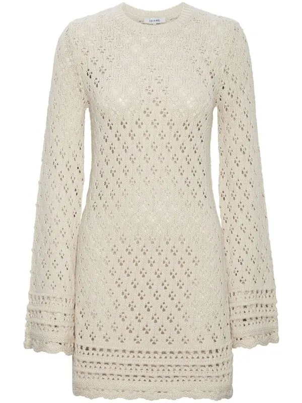 FRAME Crochet Organic Cotton-silk Shift Dress
