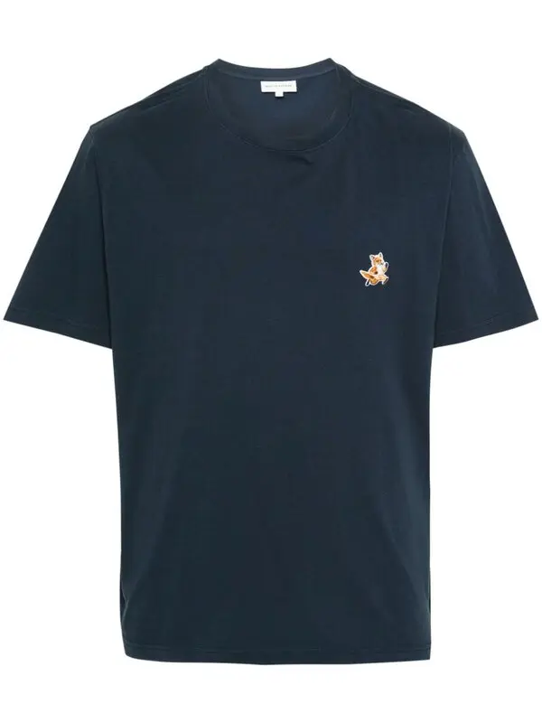 Maison Kitsuné Fox-motif Cotton T-shirt - Blue