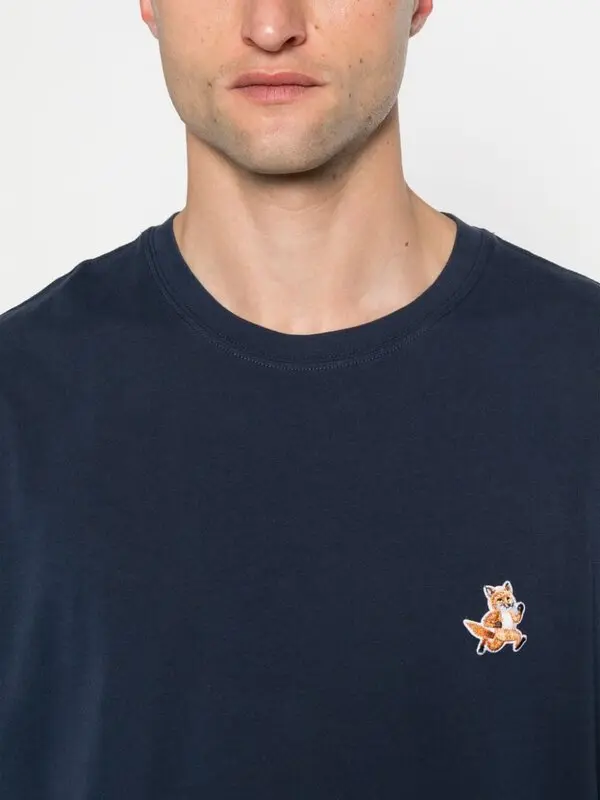 Maison Kitsuné Fox-motif Cotton T-shirt - Blue